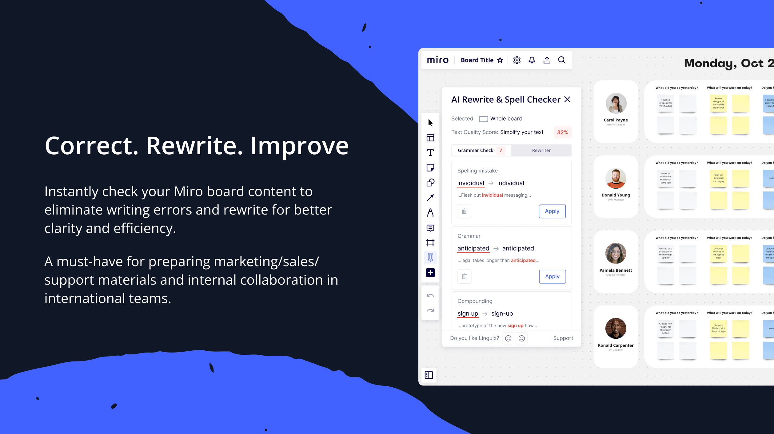 AI Rewrite Spell Checker Miro Team Collaboration Apps Marketplace